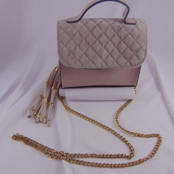 Bags | Small Pink Faux Leather And Velvet Quilted Purse | Poshmark